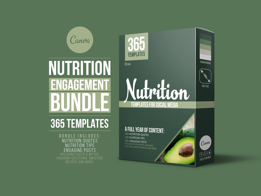 Nutrition Instagram Templates | Canva Social Media Bundle (digital ...