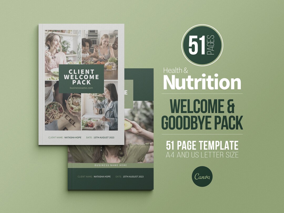 Nutrition Client Welcome & Goodbye Pack | Canva Templates - Etsy