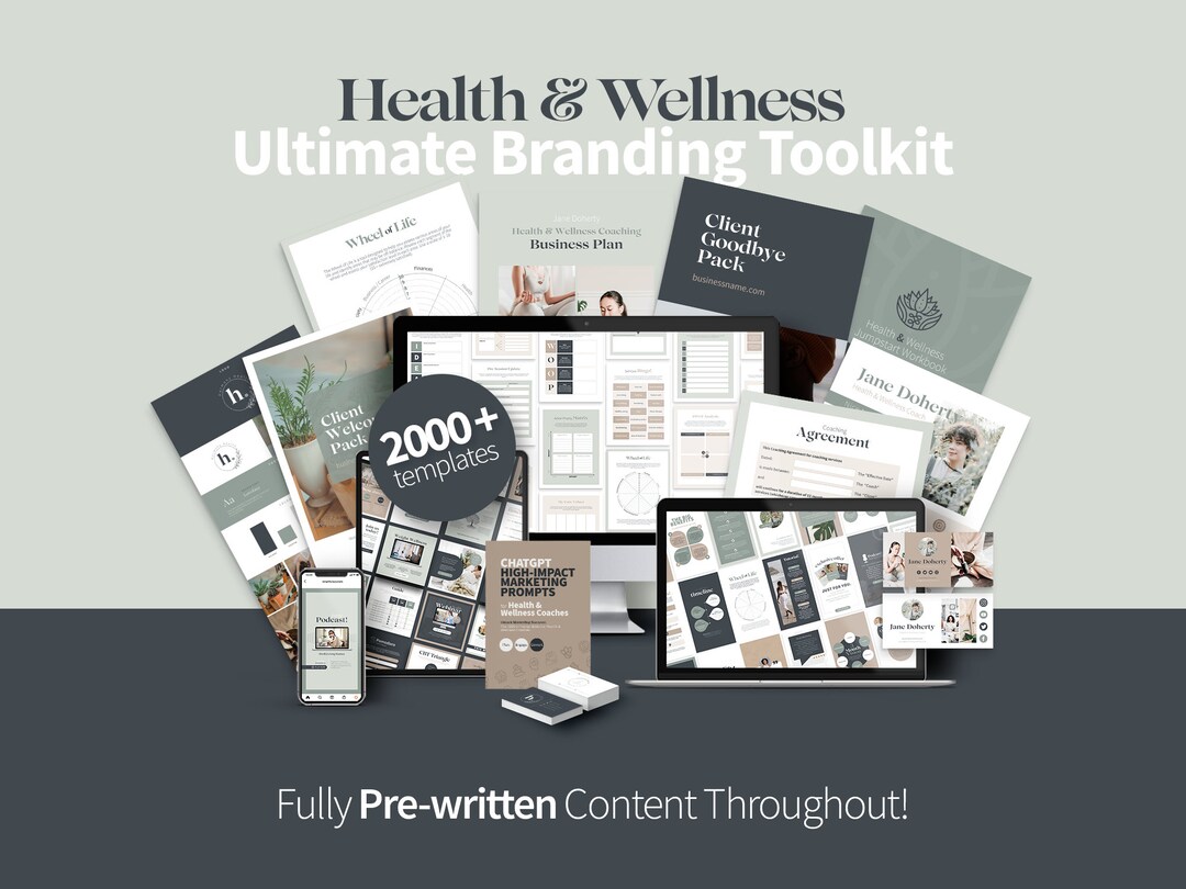 Health and Wellness Branding Toolkit, Wellbeing Canva Templates, Health ...