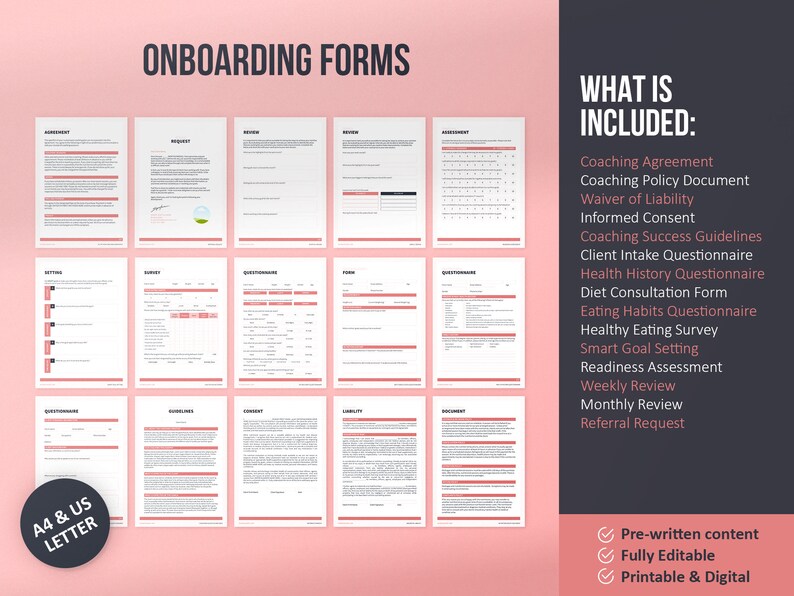 Nutrition Coach Forms & Trackers | Dietitian Client Intake (canva, PDF ...
