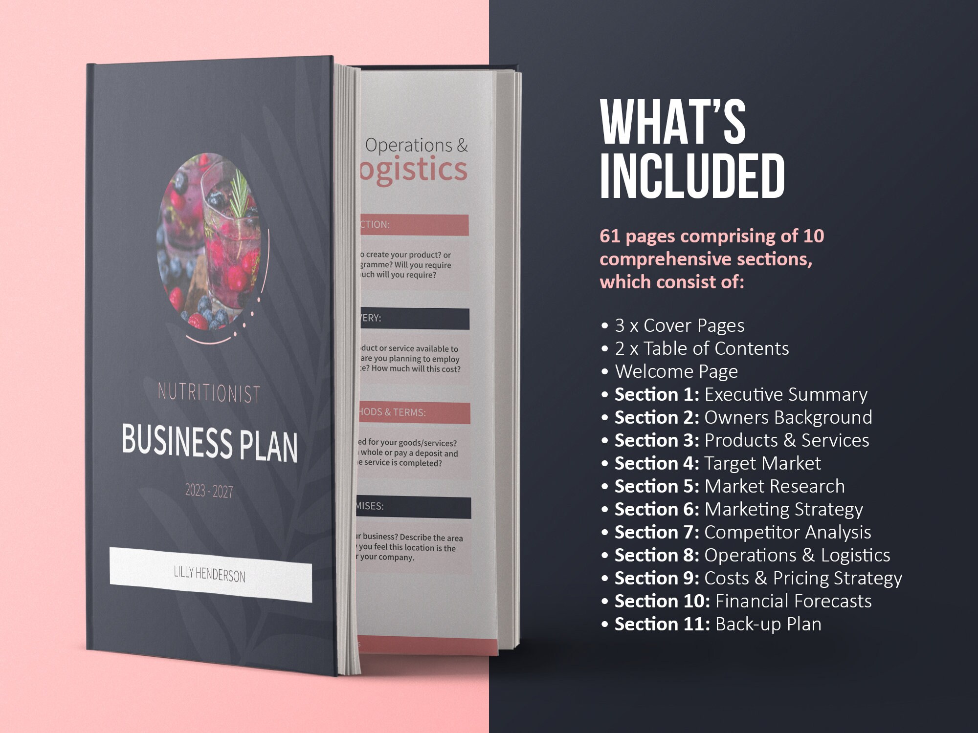Nutritionist Business Plan Template Nutrition Business - Etsy