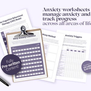 Anxiety Management and Relief Worksheets, Psychologist Resources ...