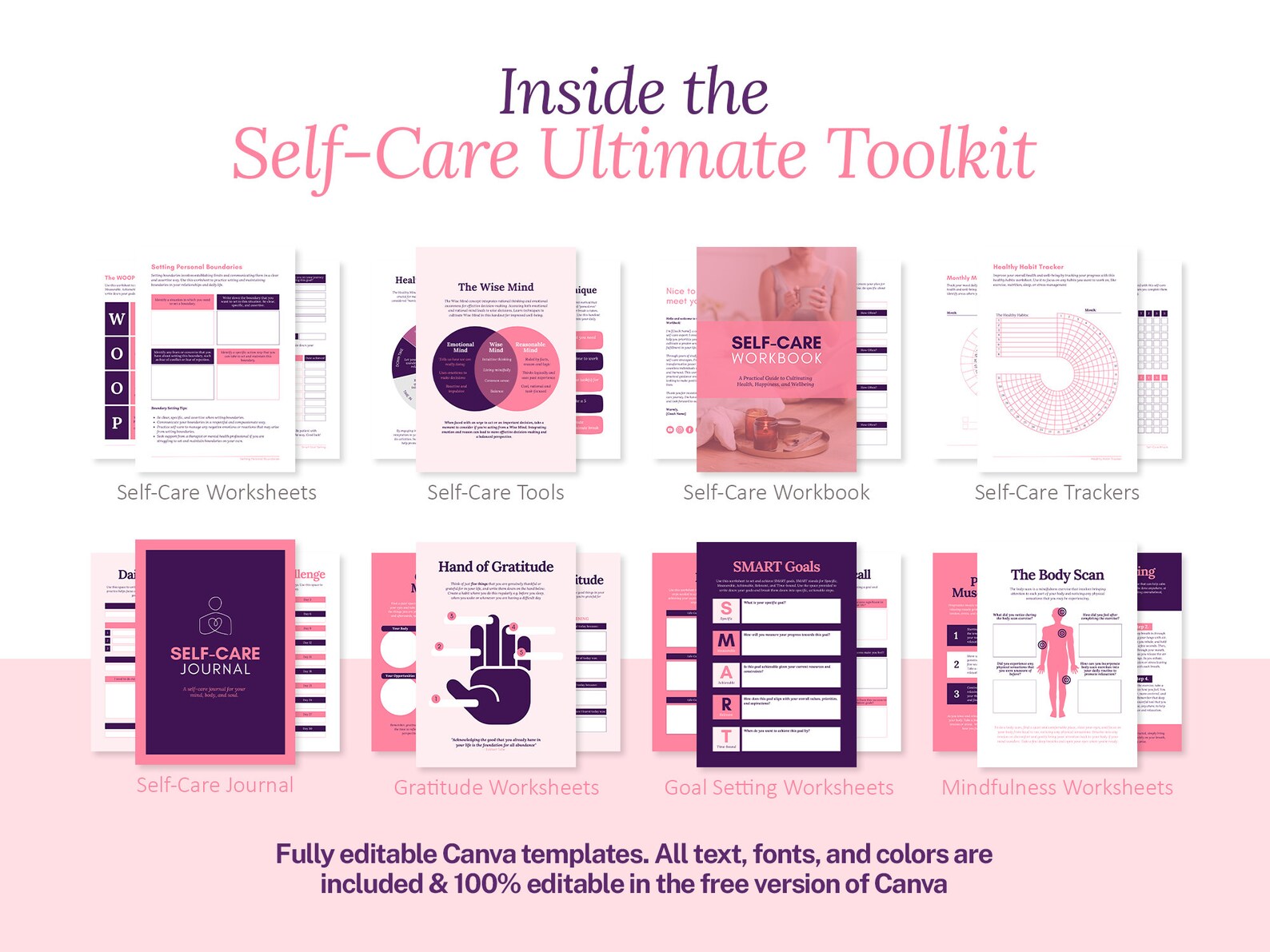 Self-care Toolkit, Canva Templates, Wellness Journal, Mindfulness ...