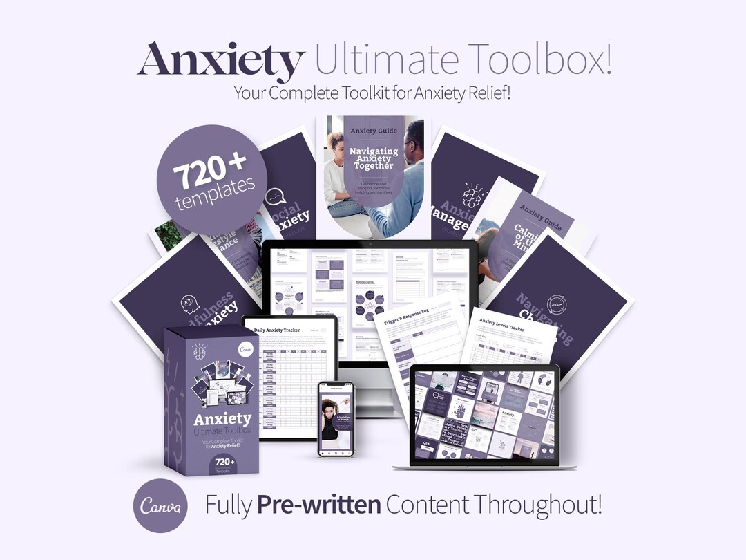 Anxiety Management Toolbox, Anxiety Relief Canva Template, Anxiety ...
