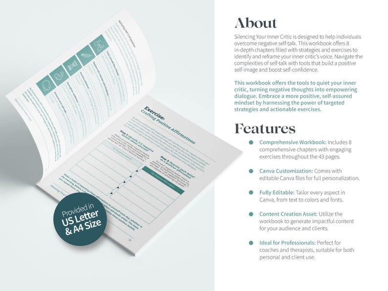 Silencing Your Inner Critic Workbook, Self-sabotage Coaching Exercise ...