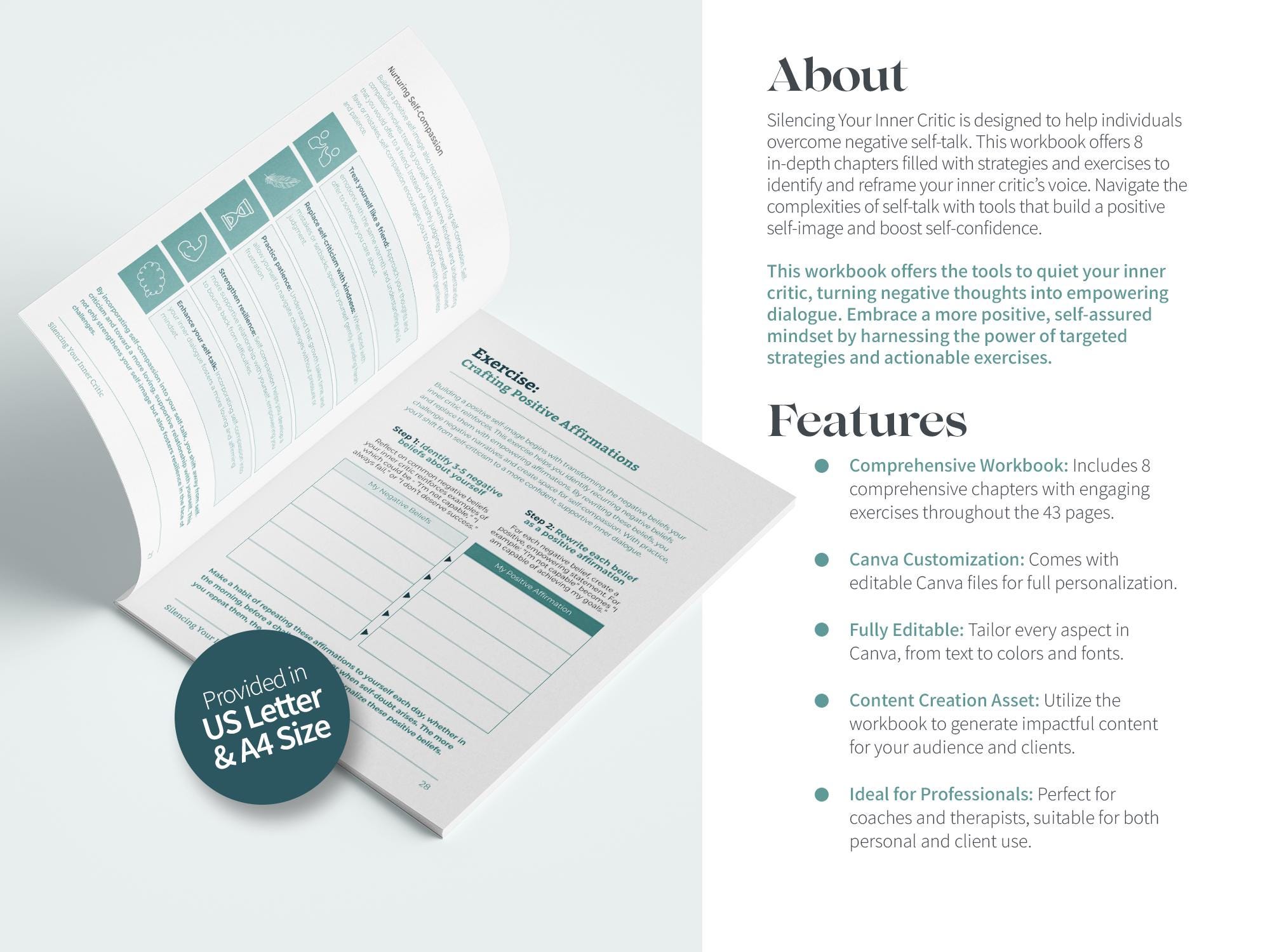 Silencing Your Inner Critic Workbook, Self-sabotage Coaching (canva ...