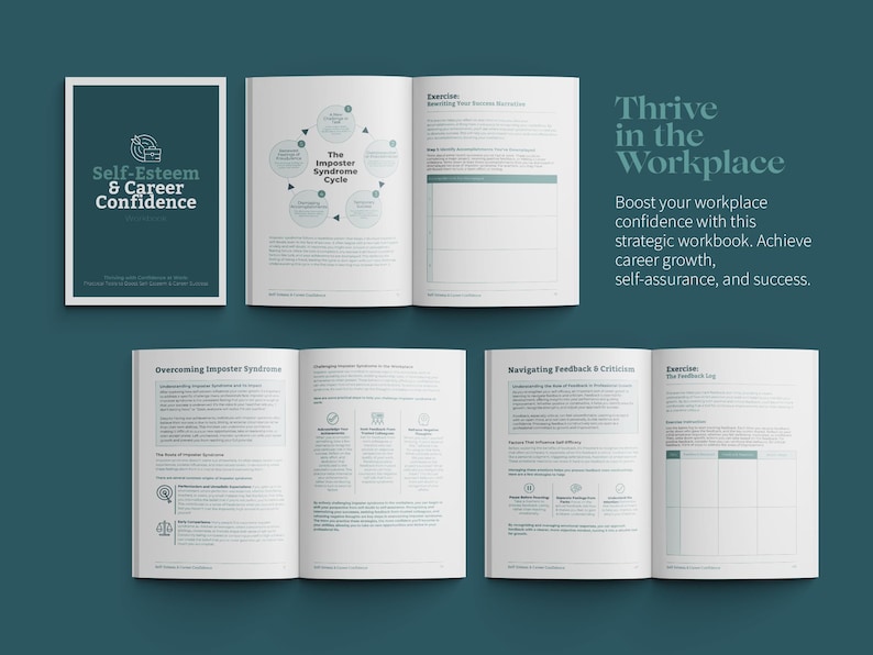 Self-esteem Workbook Bundle, Self-worth Worksheets, Confidence Building ...