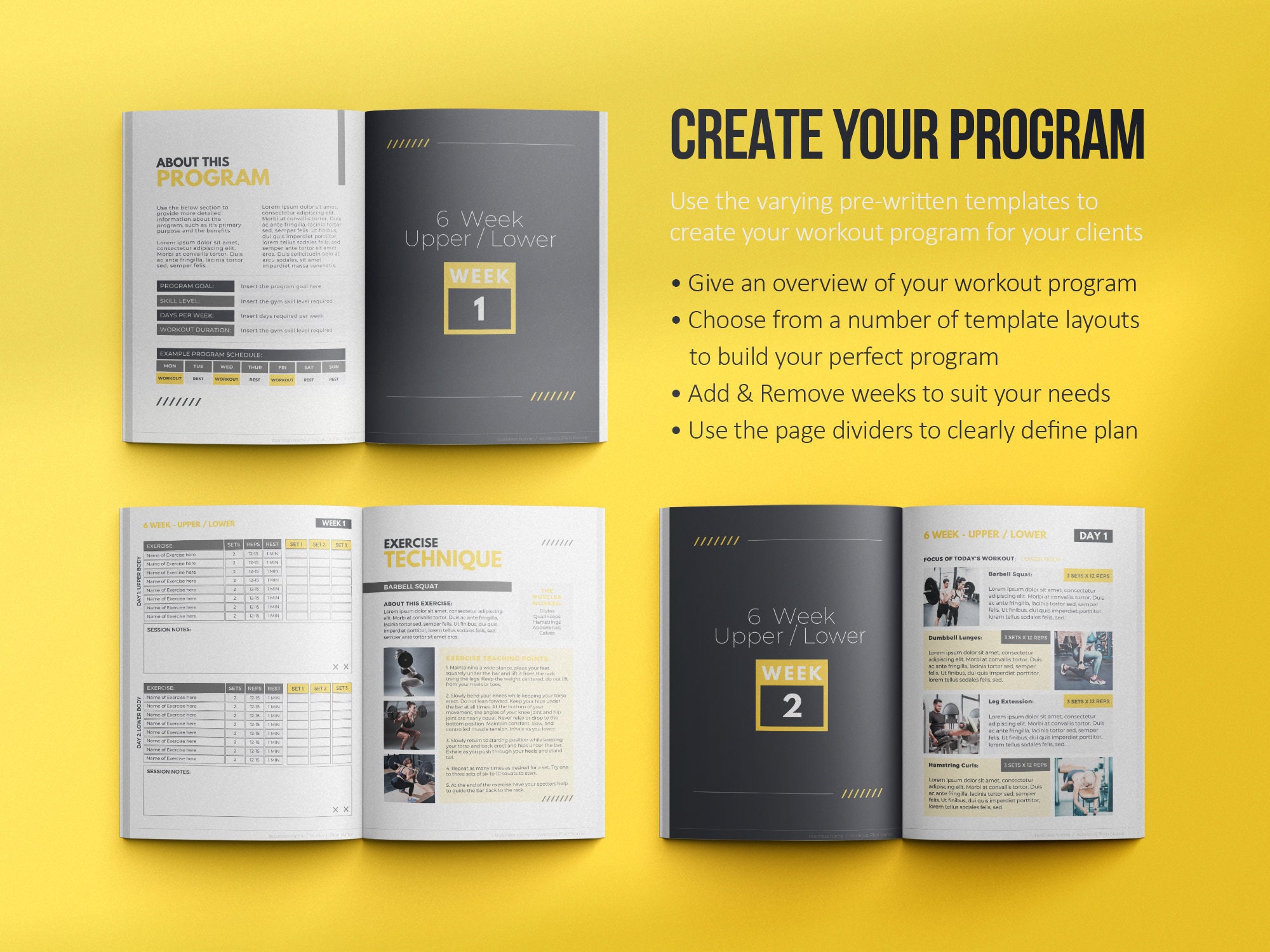 Workout Program Template Personal Trainer Exercise Program - Etsy