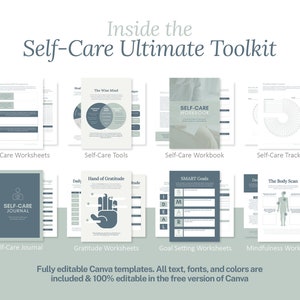 Self-care Ultimate Toolkit for Holistic Wellness, Canva Templates, Self ...