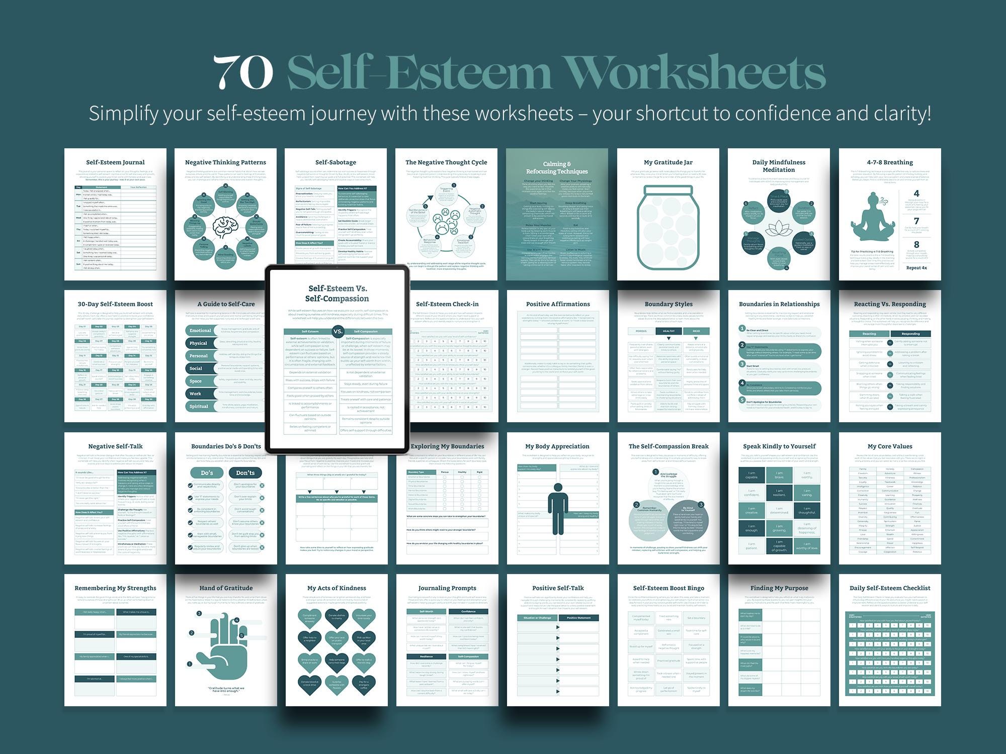 Self-esteem Worksheets, Confidence Building, Therapy Tools (digital ...