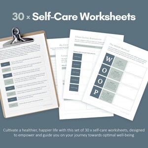 Self-care Worksheets & Trackers for Holistic Wellness, Therapy Tool ...