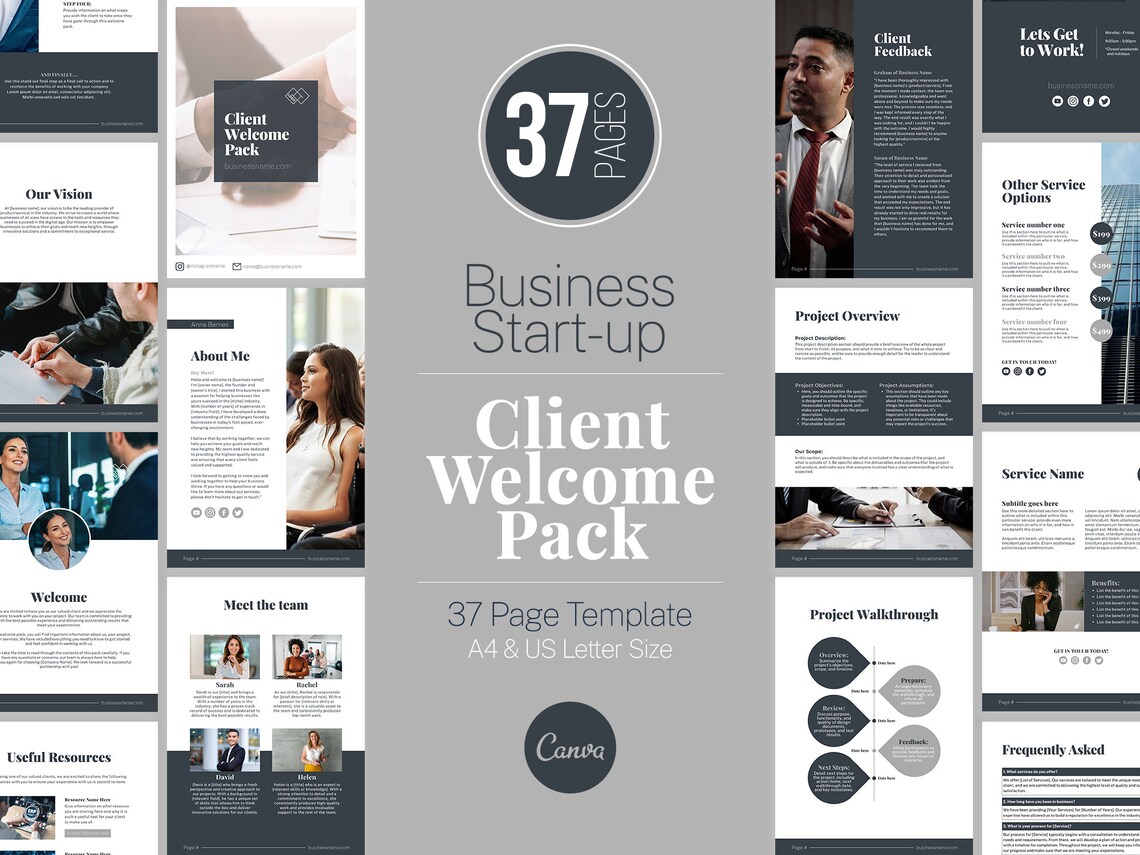Client Welcome Pack Template, Minimal Neutral Design, Canva (digital ...