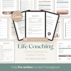 Life Coaching Client Intake Form & Contract, Client Questionnaire ...