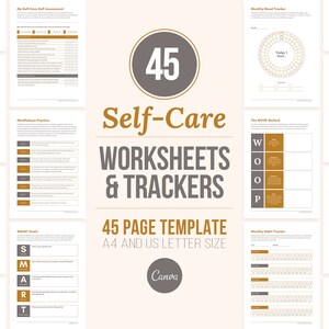 Self-care Worksheets & Trackers for Holistic Wellness, Therapy Tool ...