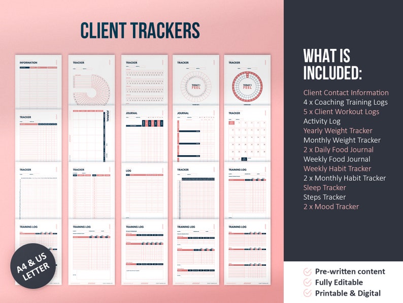 Personal Trainer Client Intake Forms and Fitness Trackers - Etsy