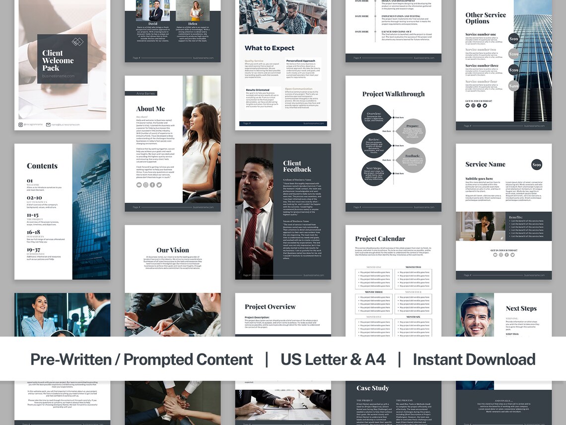 Client Welcome Pack Template, Minimal Neutral Design, Canva (digital ...