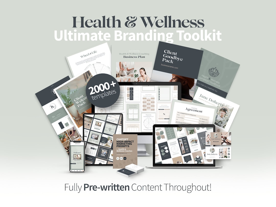 Health and Wellness Branding Toolkit, Wellbeing Canva Templates, Health ...