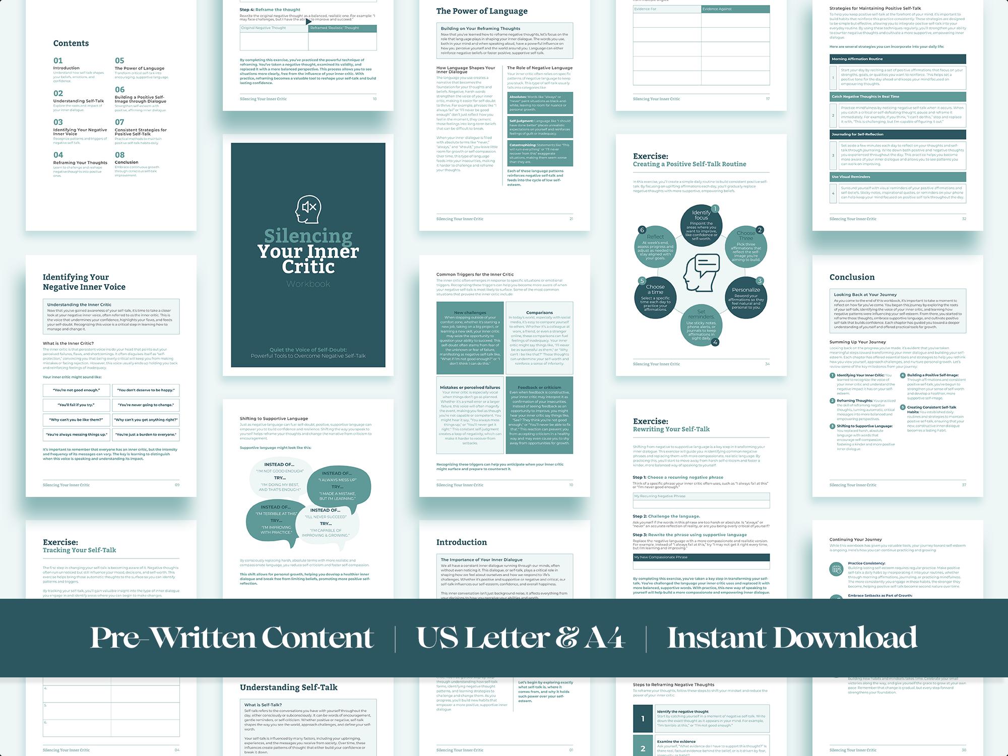 Silencing Your Inner Critic Workbook, Self-sabotage Coaching (canva ...