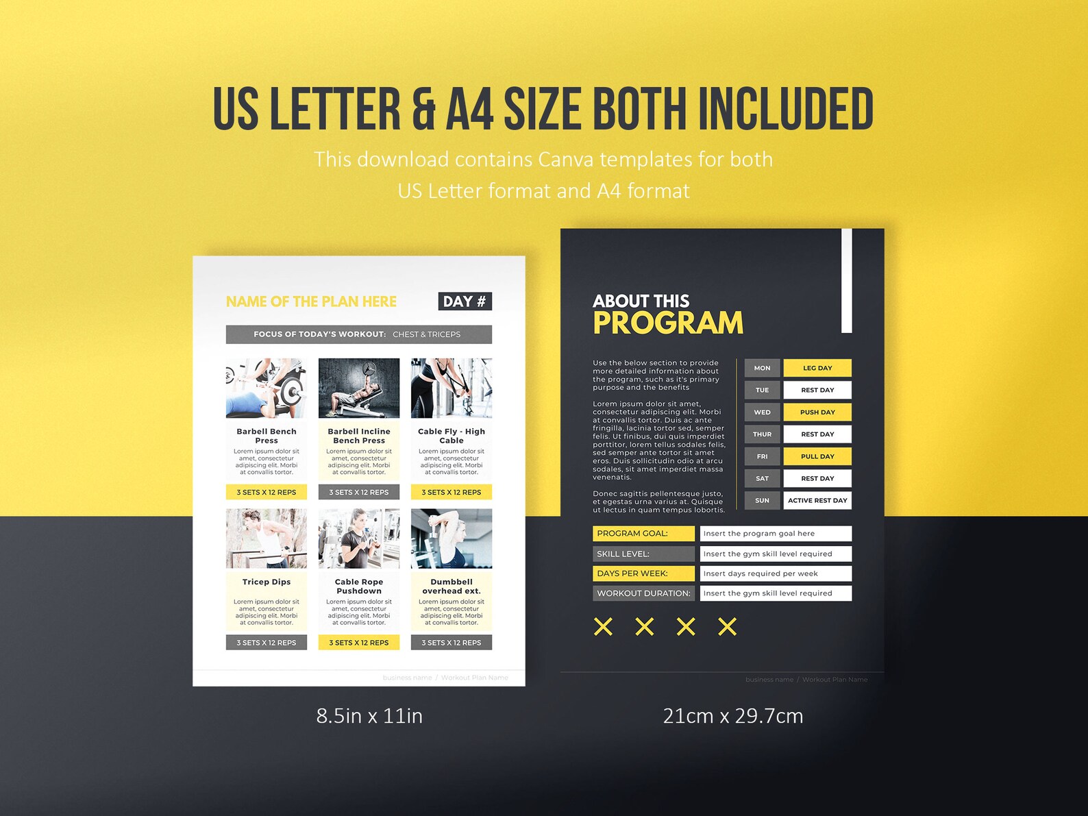 Workout Program Template Personal Trainer Exercise Program - Etsy