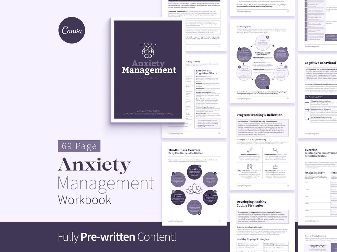 Anxiety Management Workbook, Editable Canva Coaching Tools and ...