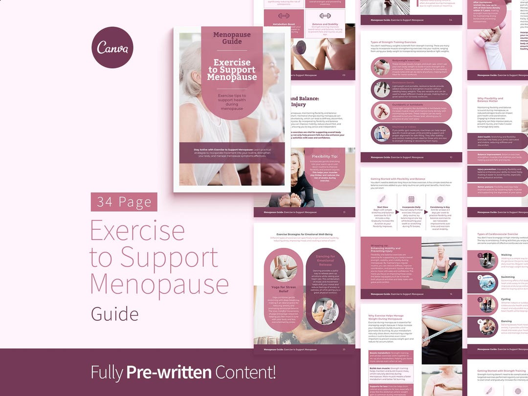 Exercise for Menopause Guide, Canva Template, Health and Fitness ...