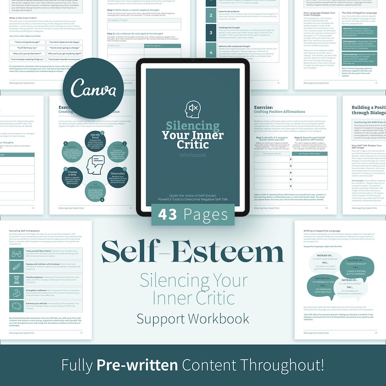 Silencing Your Inner Critic Workbook, Self-sabotage Coaching (canva ...