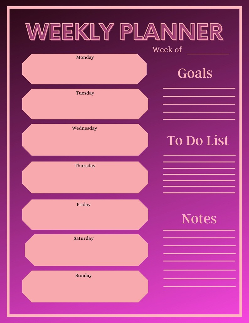 Weekly Planner Digital Download - Etsy