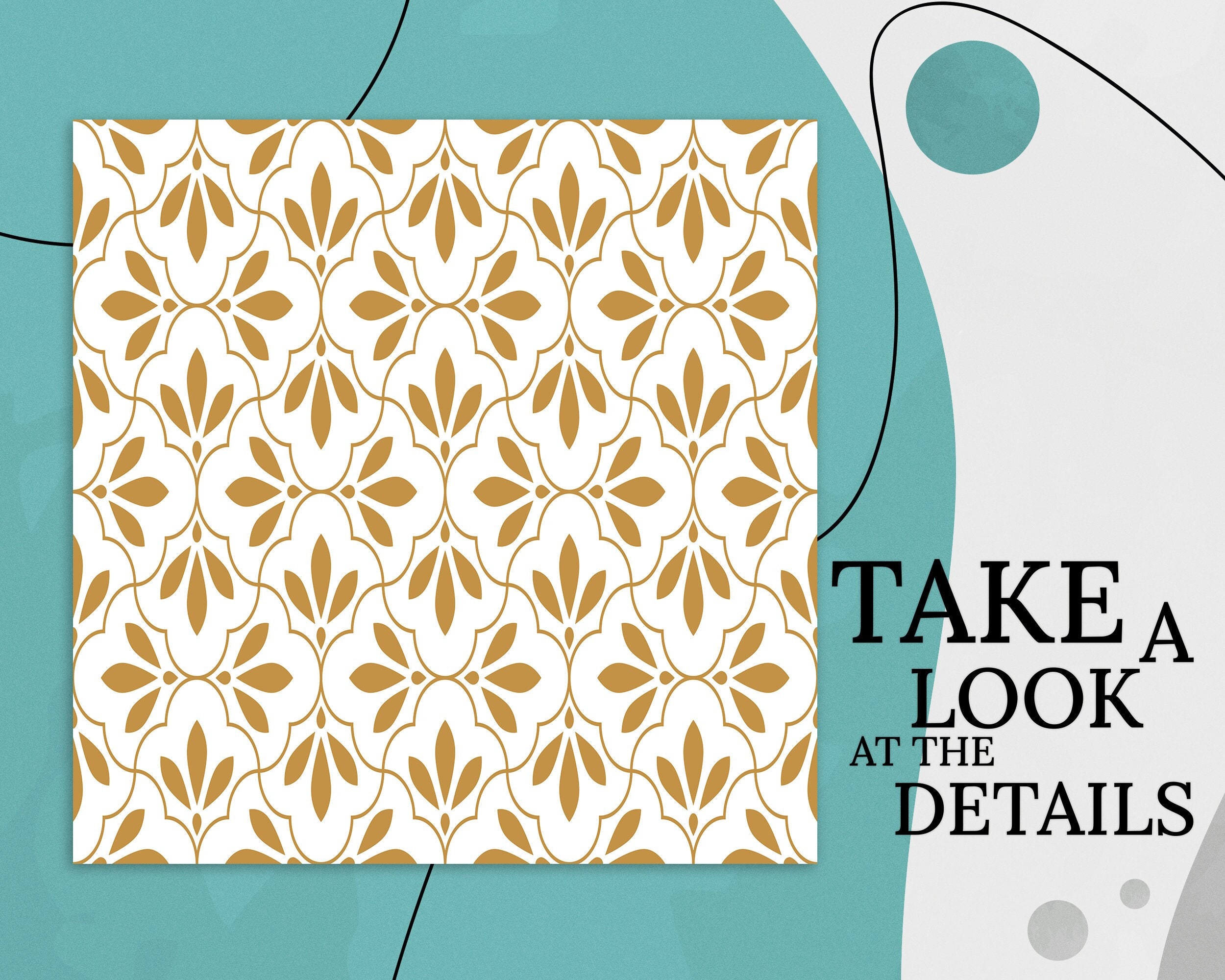 Golden Imitation Ornament Vinyl Flooring, White Non Toxic Print, Yellow ...