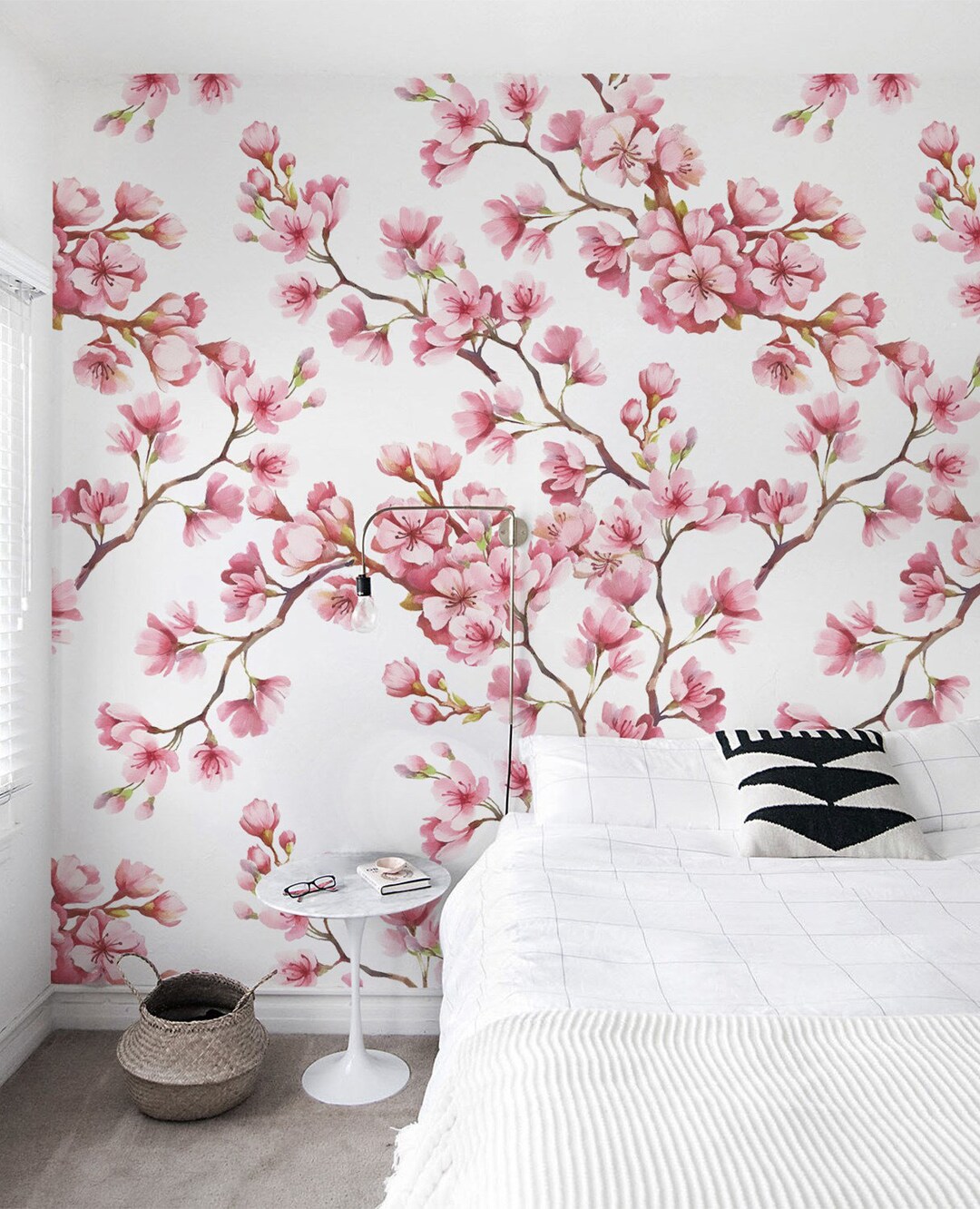 Watercolor Floral Wallpaper - Flower Wallmural, Blush Floral, Pink ...