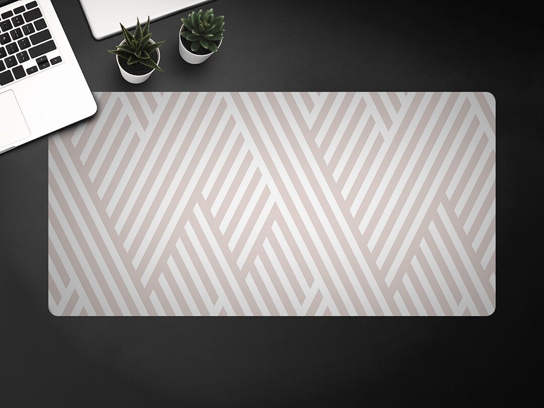 Beige Stripes Desk Pad, Table Protection, Convenience of Work, Keyboard ...