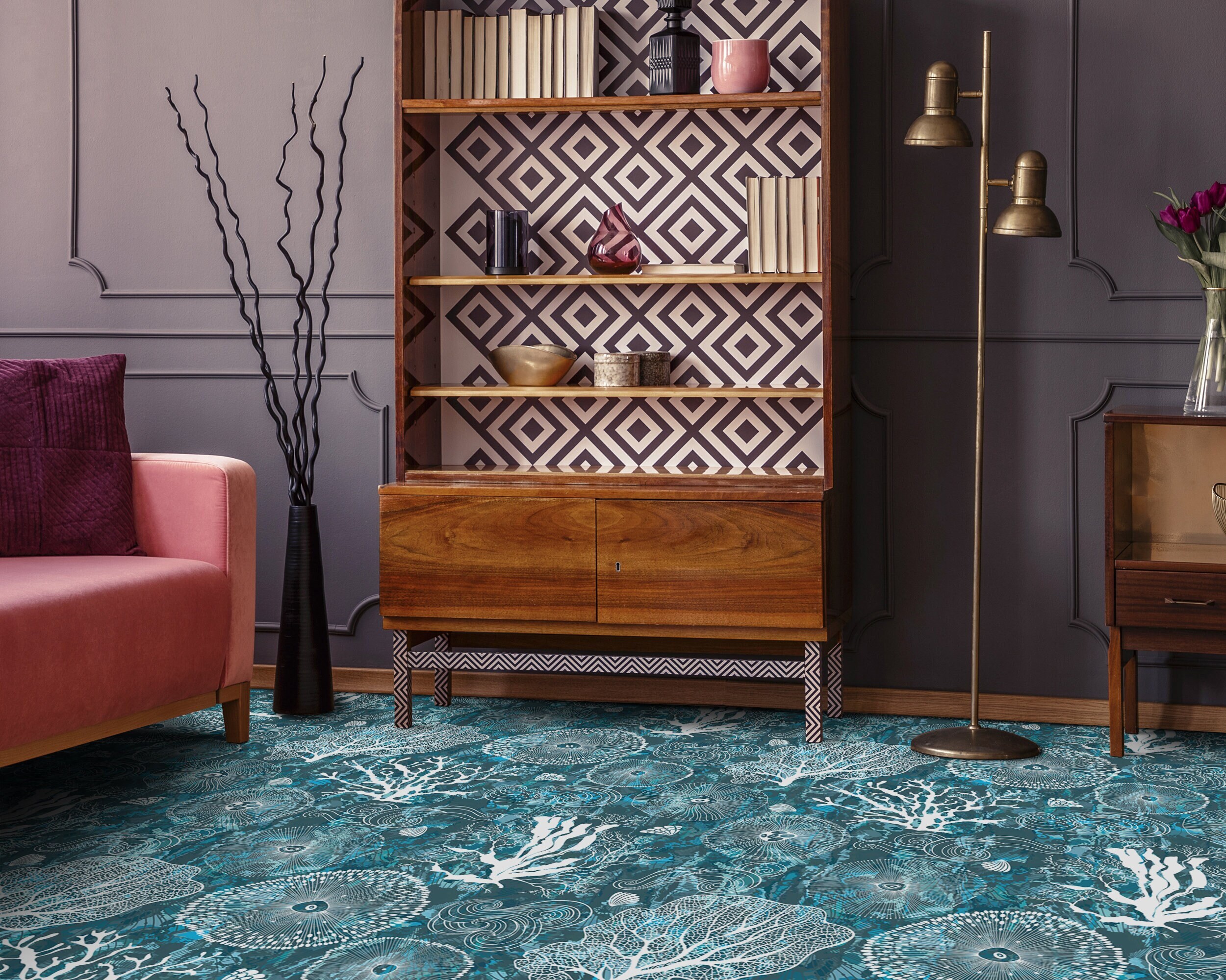 Ocean Underwater Motif Vinyl Flooring Blue Non Toxic Print - Etsy