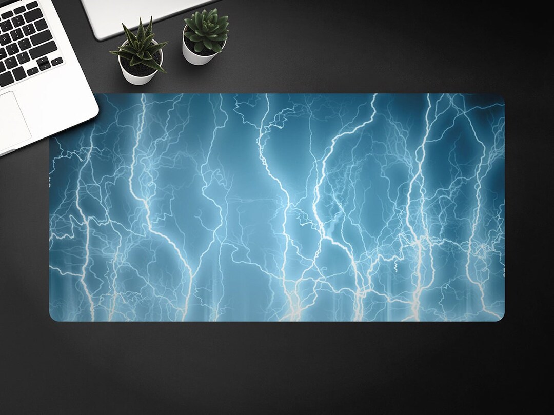 Blue Dark Storm Lightning Desk Mat, Table Protection, Convenience of ...