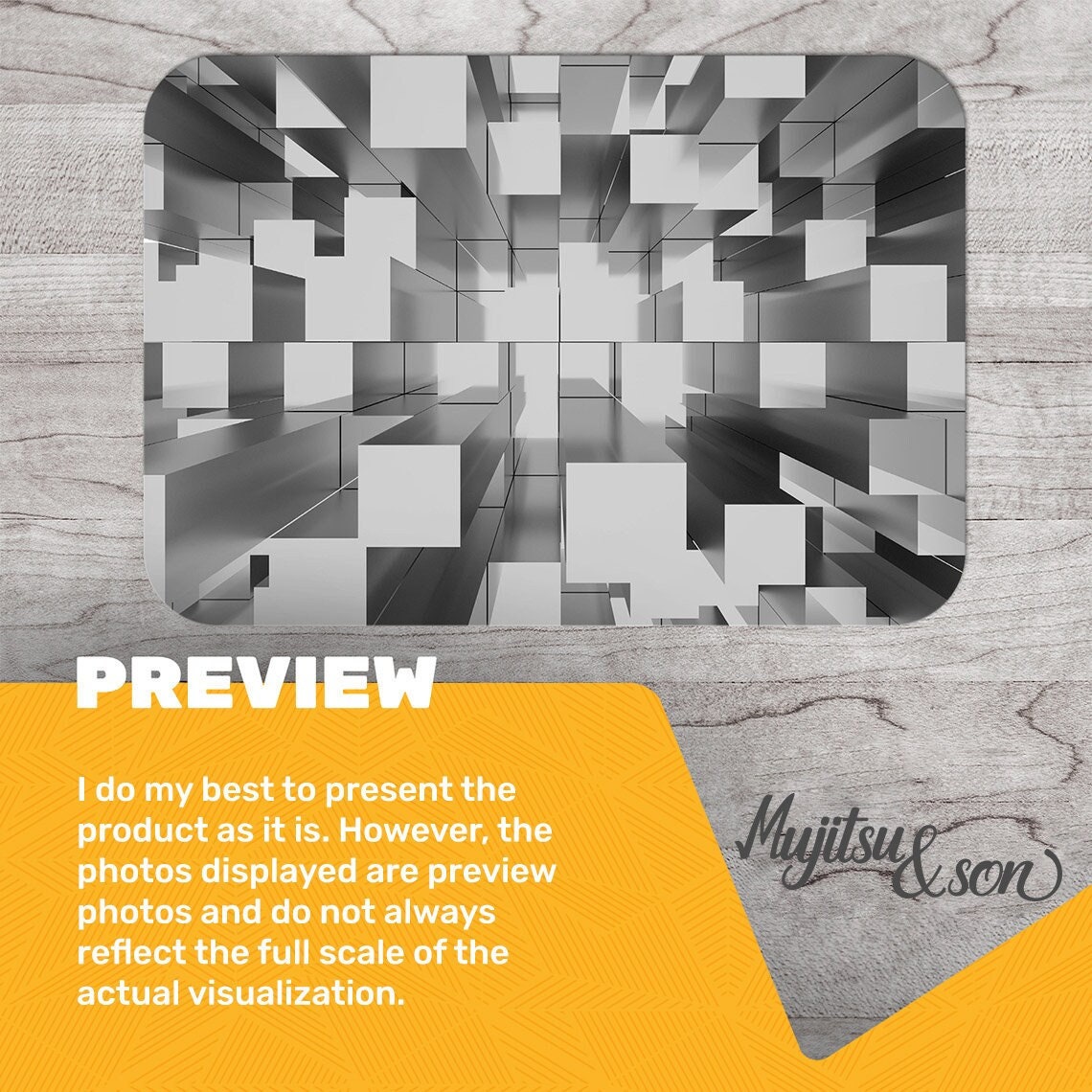 Gray Blocks Optical Illusion Desk Mat Desk Protective Mat - Etsy