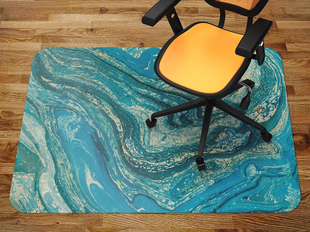 Shades Blue Marble Chair Mat, Glass Chair Mat, Office Vinyl Floor Mat ...