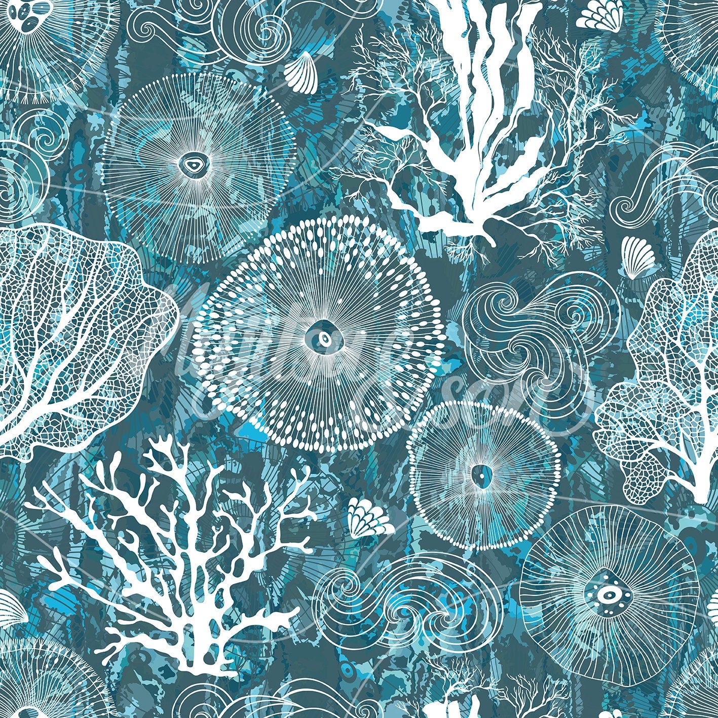 Ocean Underwater Motif Vinyl Flooring Blue Non Toxic Print - Etsy