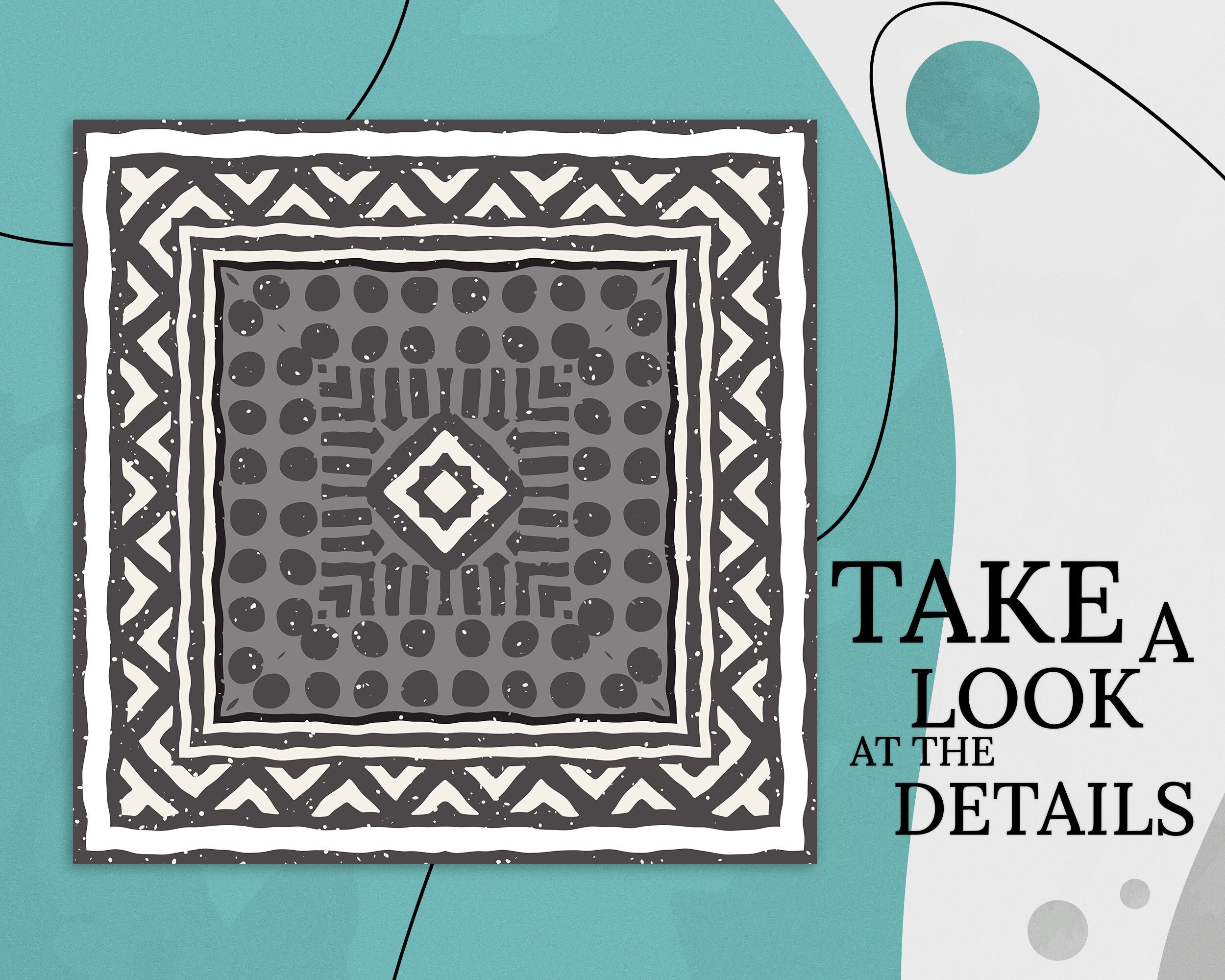 Aztec Tile Handicraft Vinyl Flooring, Brown Non Toxic Print, White ...