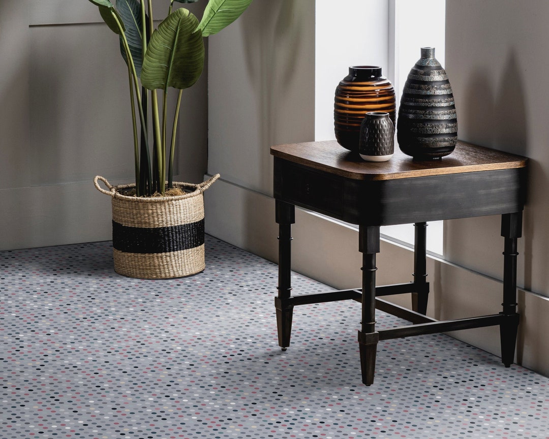 Multiple Dots Pattern Vinyl Flooring, Gray Kitchen Makeover, Pink Easy ...