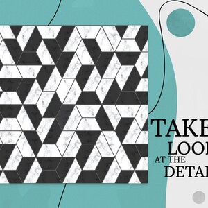 Abstract Marble Geometric Vinyl Flooring, Black Sheet Vinyl Flooring ...