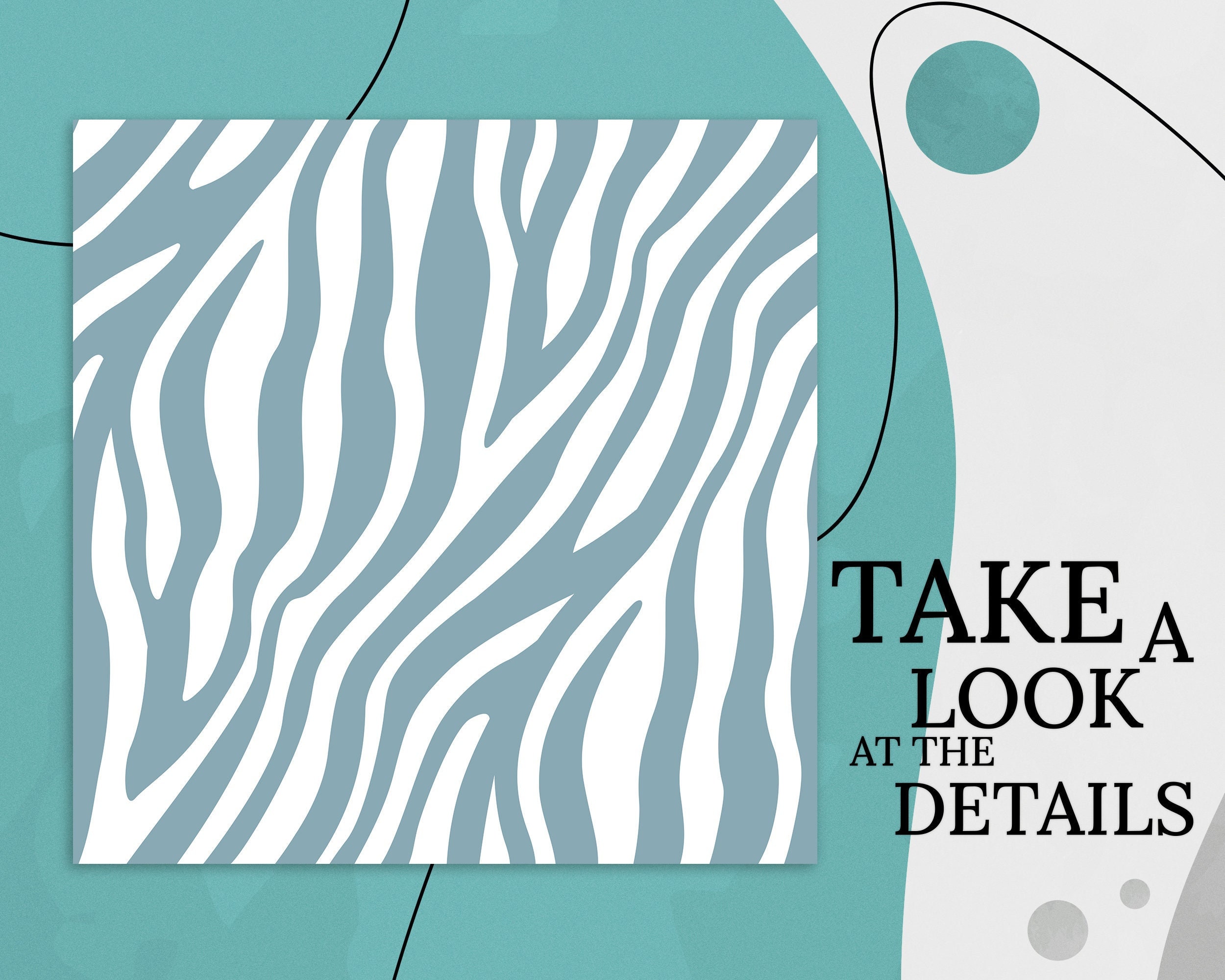 Animal Zebra Pattern Vinyl Flooring, White Retro Floor Art, Blue Custom ...