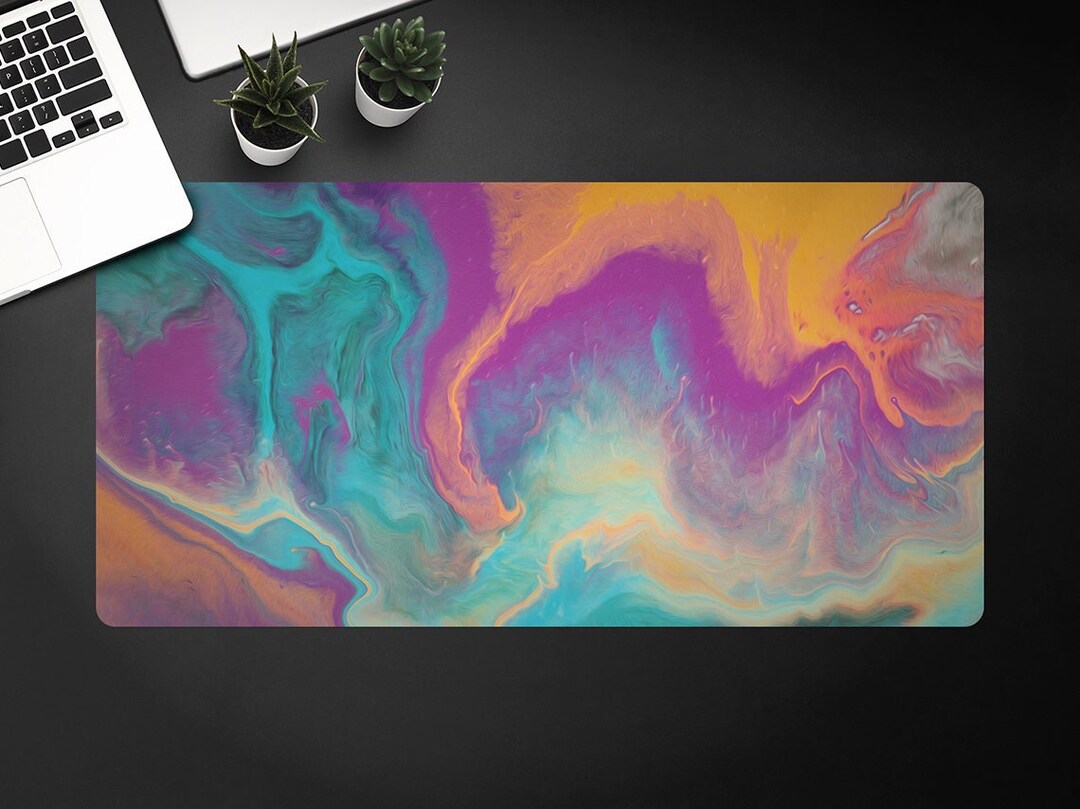 Rainbow Marble Desk Pad, Keyboard Pad, Desktop Blotter, Furniture ...