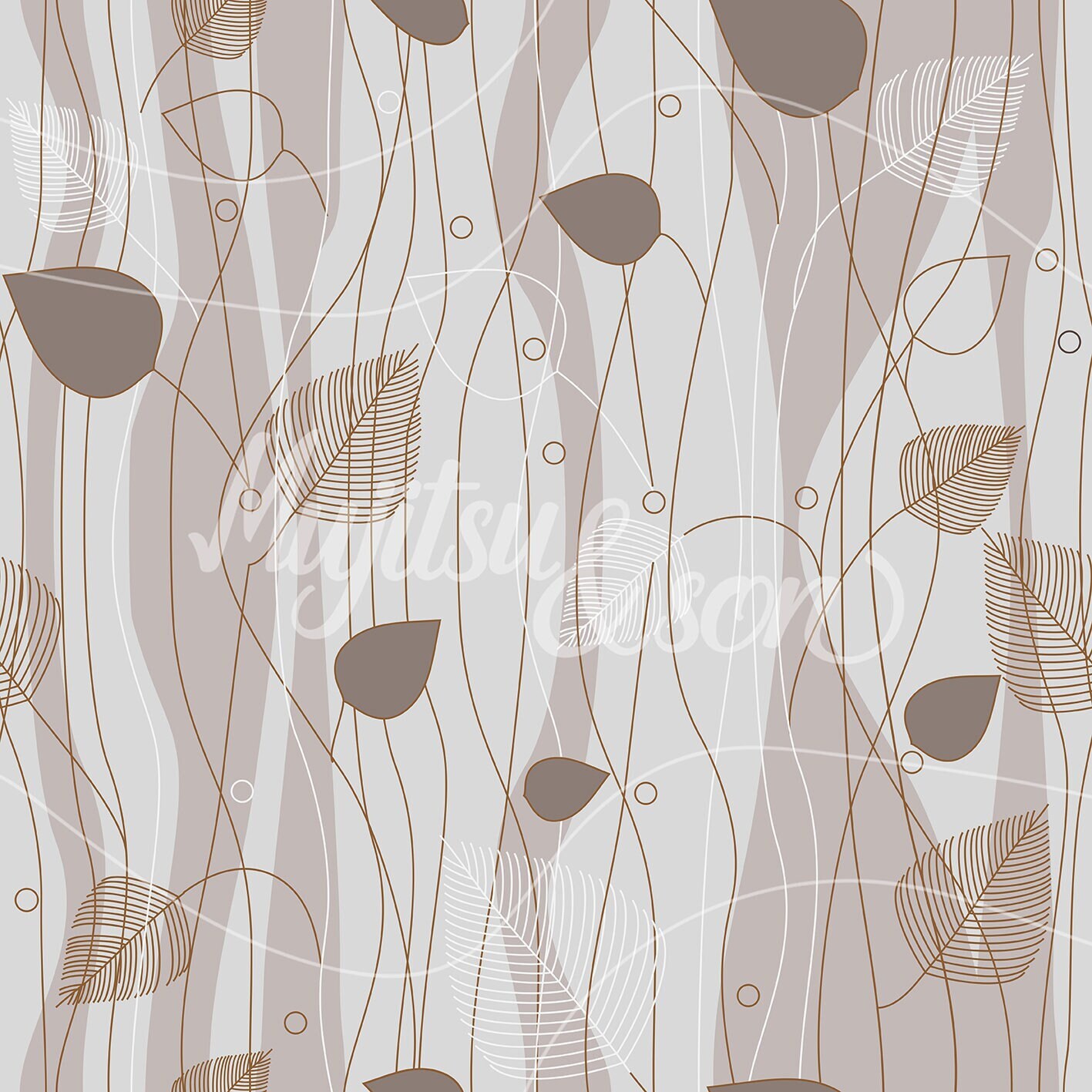 Autumn Leafy Flat Design Vinyl Flooring, Beige Art Floor, Brown Custom ...