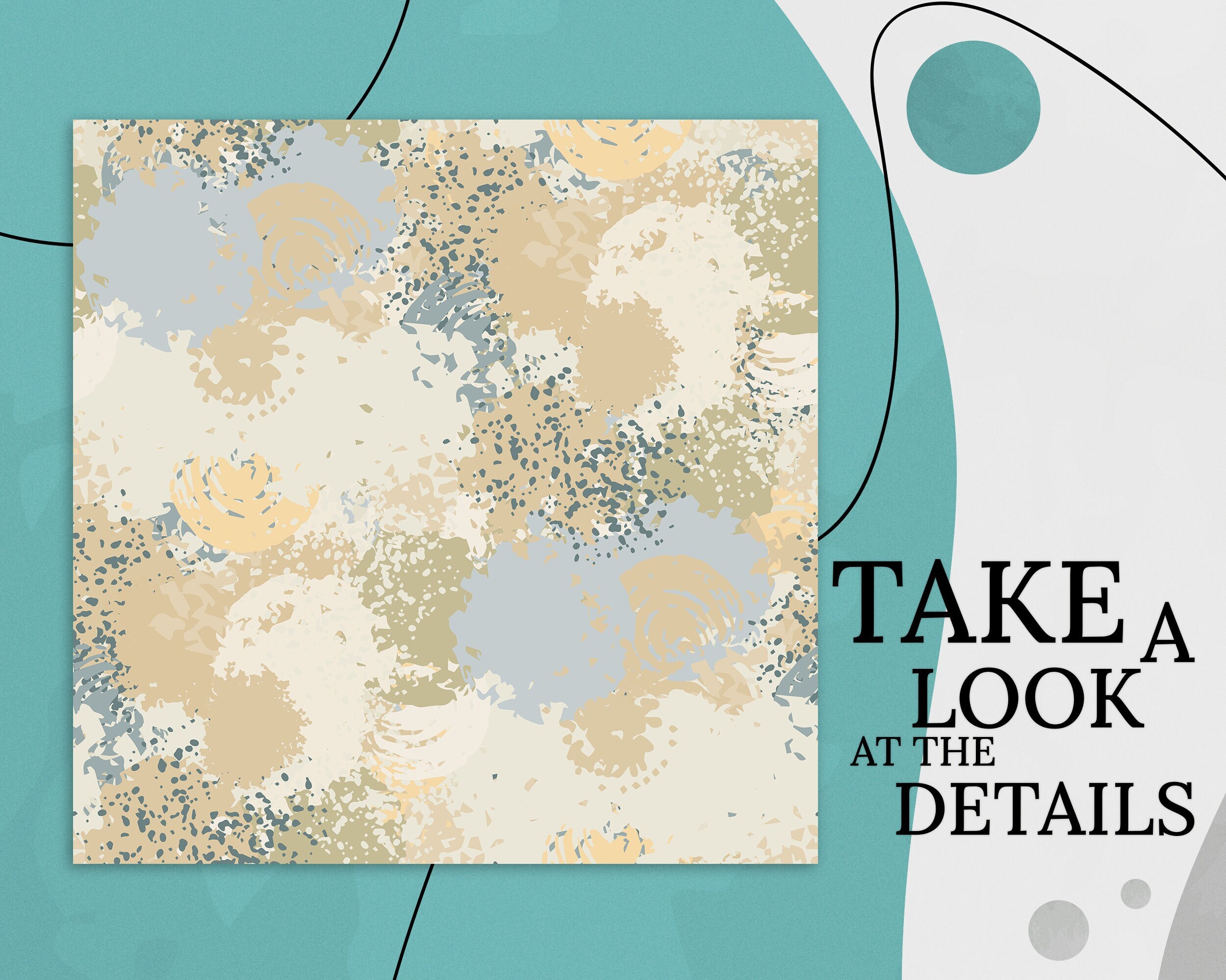 Impressionist Ink Print Vinyl Flooring, Gray Retro Floor Cover, Beige ...