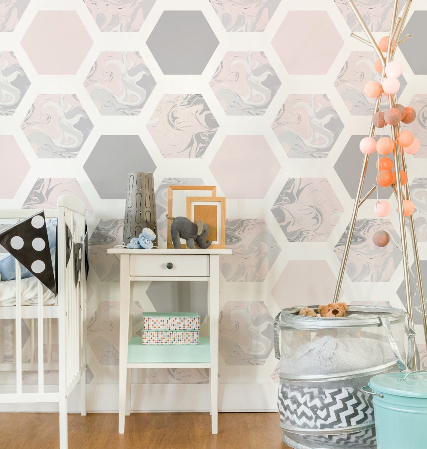Geometric Wallpaper Honeycomb Wallpaper, Hexagon Pattern Wall Mural ...