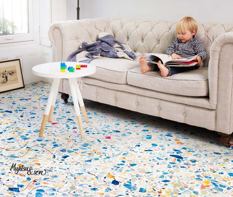 Venice Vinyl Flooring, White Kitchen Makeover, Blue Linoleum in Roll ...