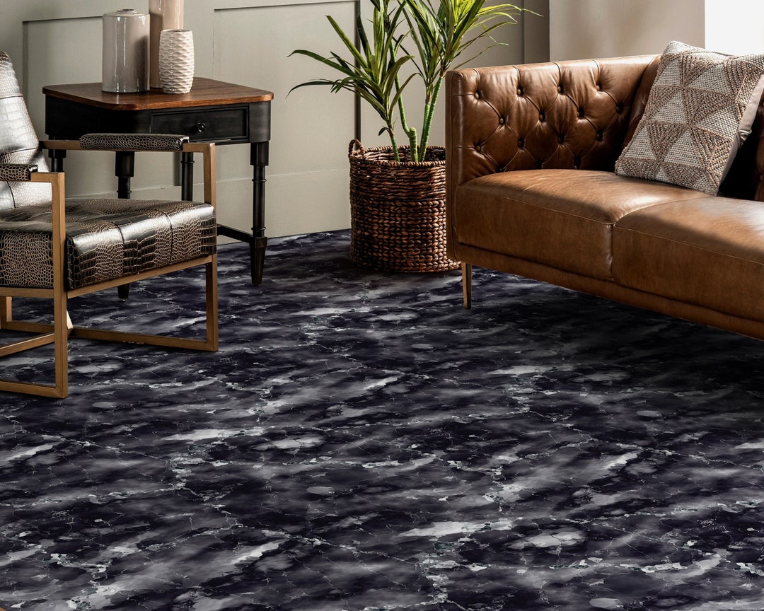 Dark Marble Diamond Design Vinyl Flooring, White Waterproof Material ...