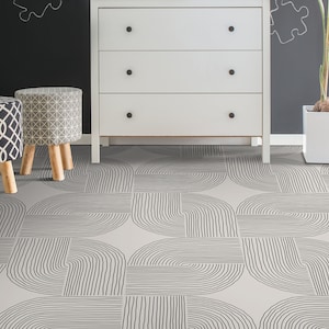 Boho Minimalist Lines Vinyl Flooring, Cream Retro Floor Art, Black ...