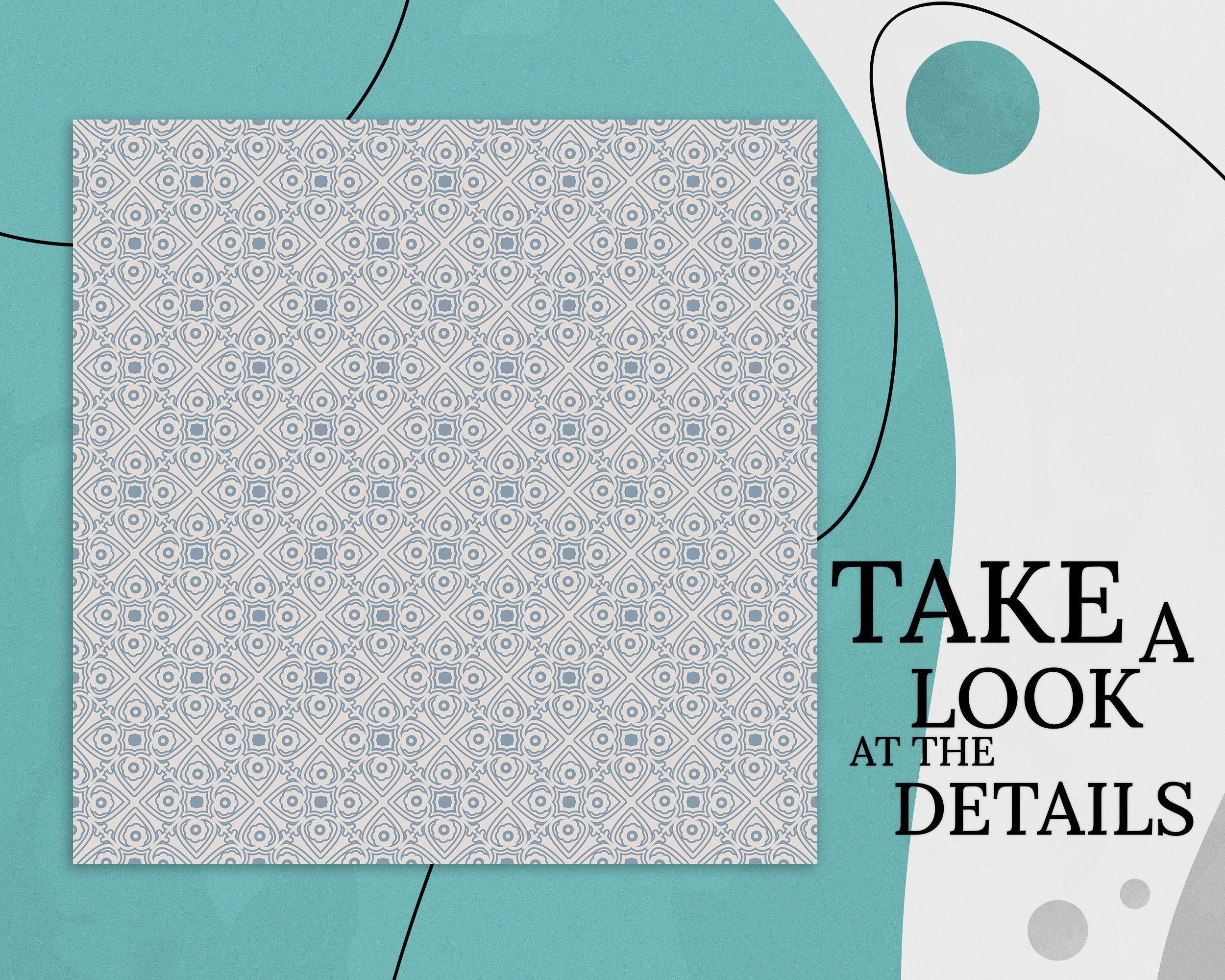 Regional Pattern Vinyl Flooring, Beige Sheet Vinyl Flooring, Blue Retro ...