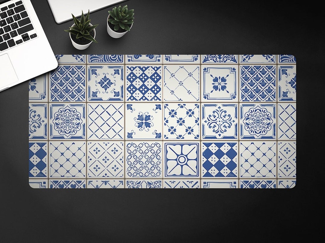 Azulejos Pattern Desk Mat, Keyboard Pad, Desktop Blotter, Furniture ...