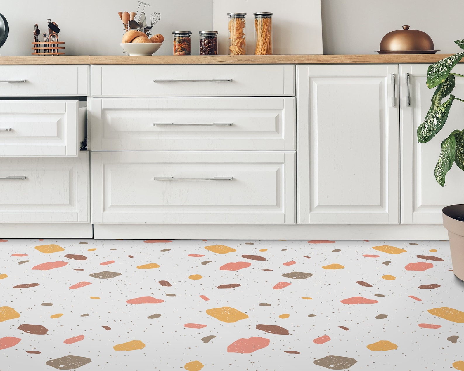 Stony Bright Mosaic Vinyl Flooring, Beige Kitchen Makeover, Orange Easy ...