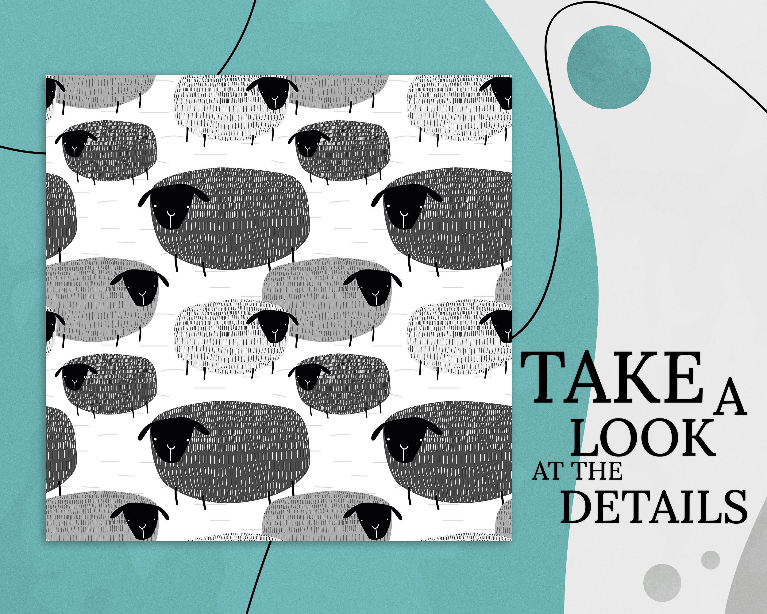 Flat Lineart Sheeps Vinyl Flooring, Gray Ideas for Work, White Vivid ...